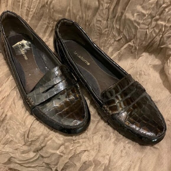 Liz Claiborne | Shoes | Liz Claiborne Flat Shoe Loafers Brown Alligator ...